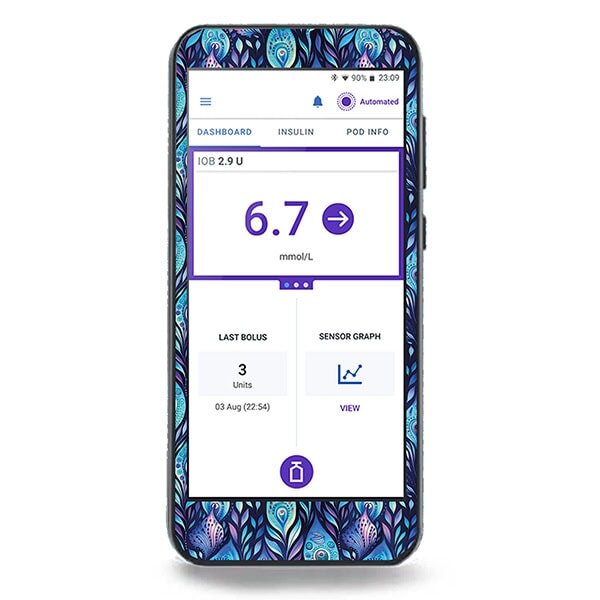 Omnipod 5 Sticker – Batik Peacock, 8,90