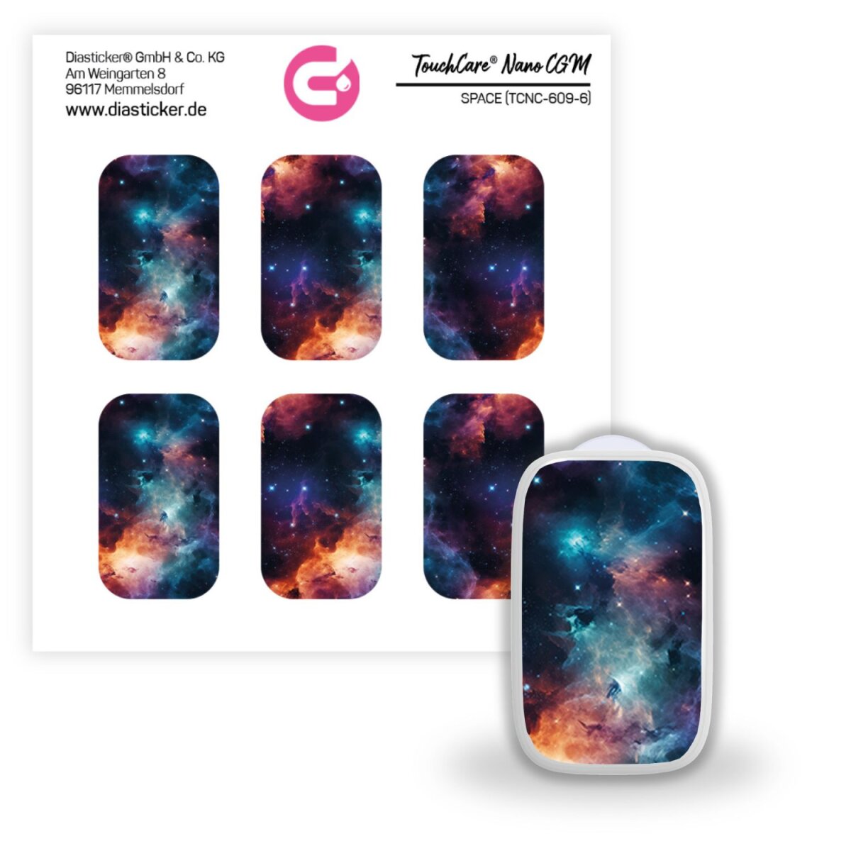 TouchCare Nano CGM Sticker - 6er Set "Space" - Diasticker® - Diabete